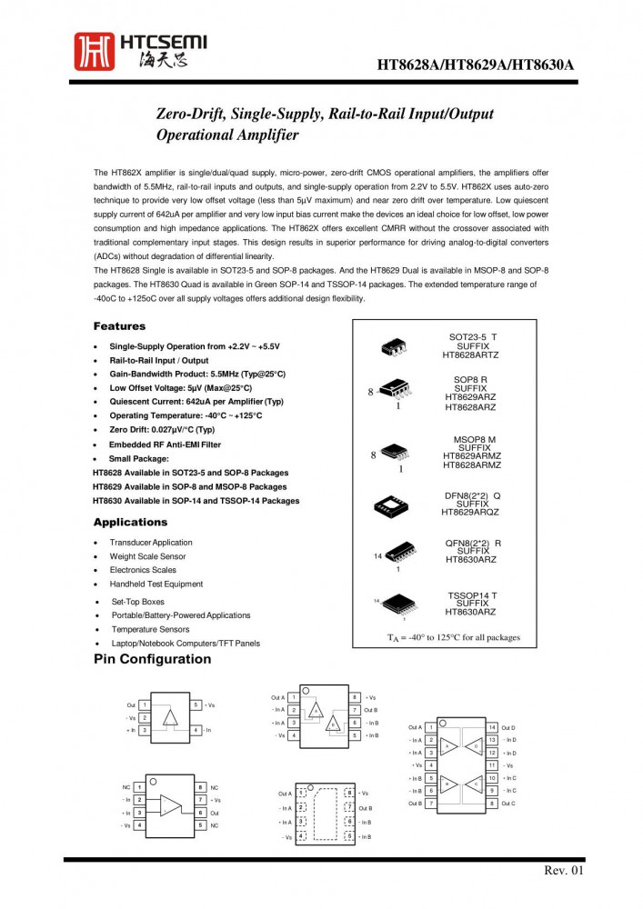 HT8628ARTZ datasheet page 1