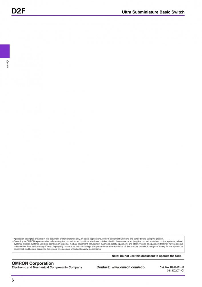 D2F-01FL3 technical document page 6