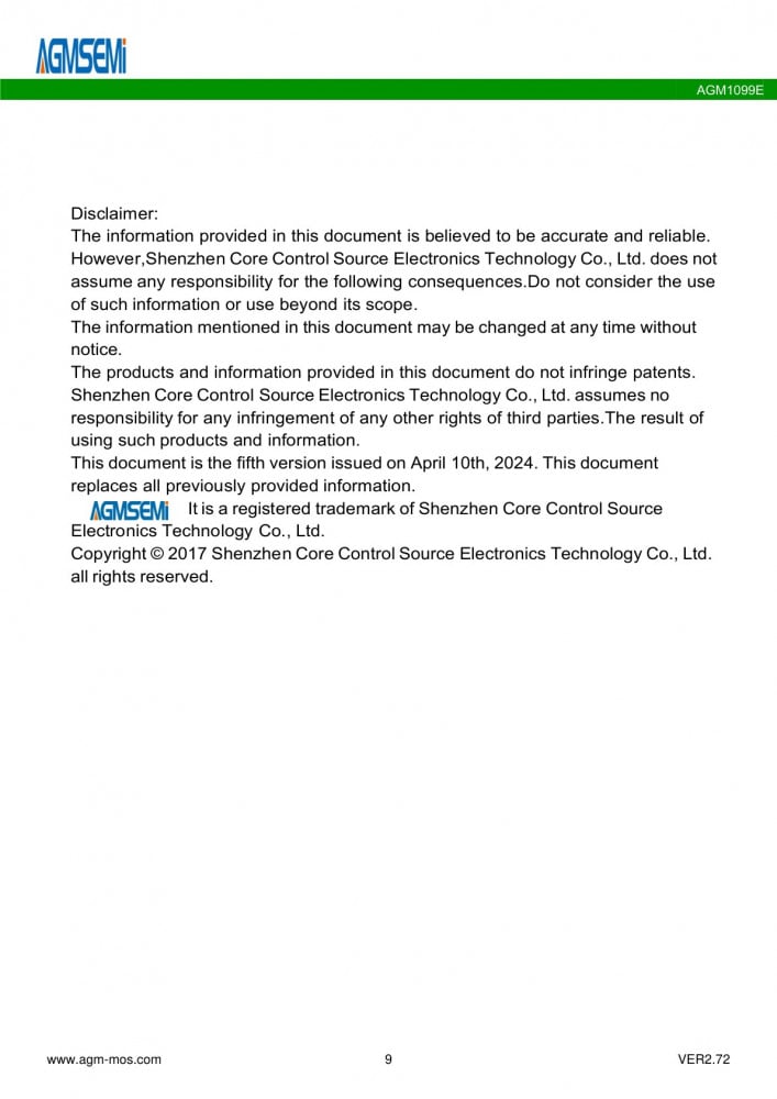 AGM1099E technical document page 9