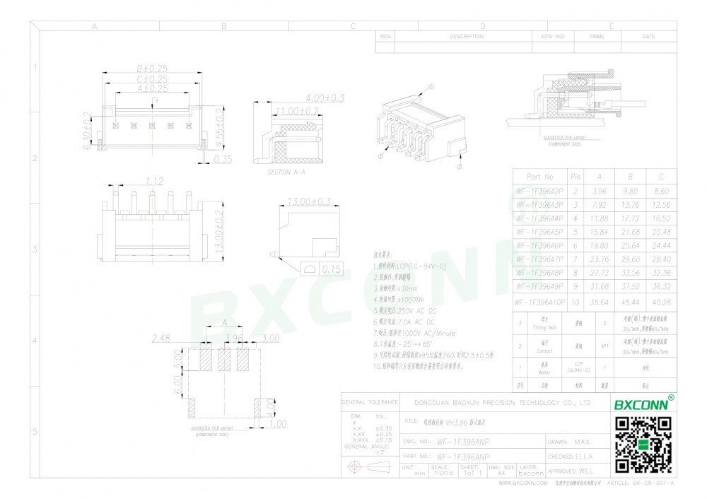 WF-1F396AxP connector technical drawing preview