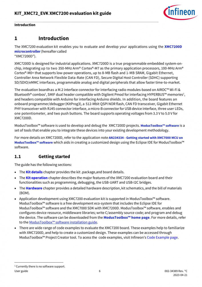 KIT_XMC72_EVK guide page 6