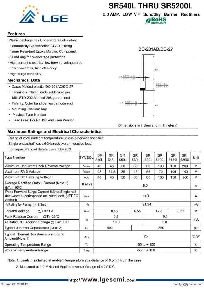 LGE SR5150L datasheet page 1
