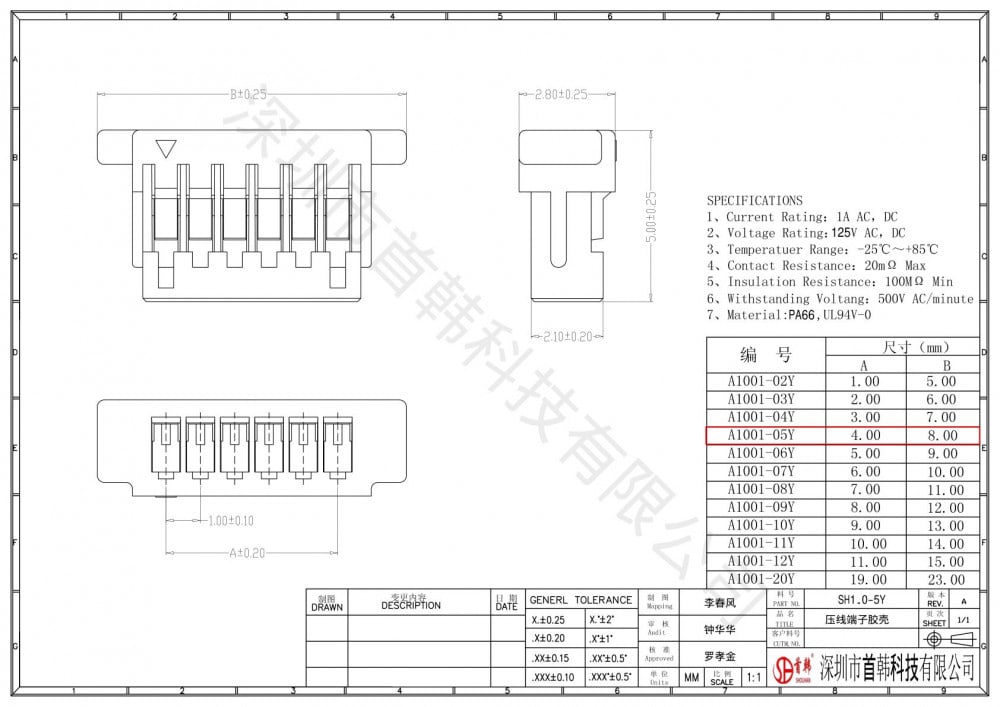 SH1.0-5Y technical document page 1