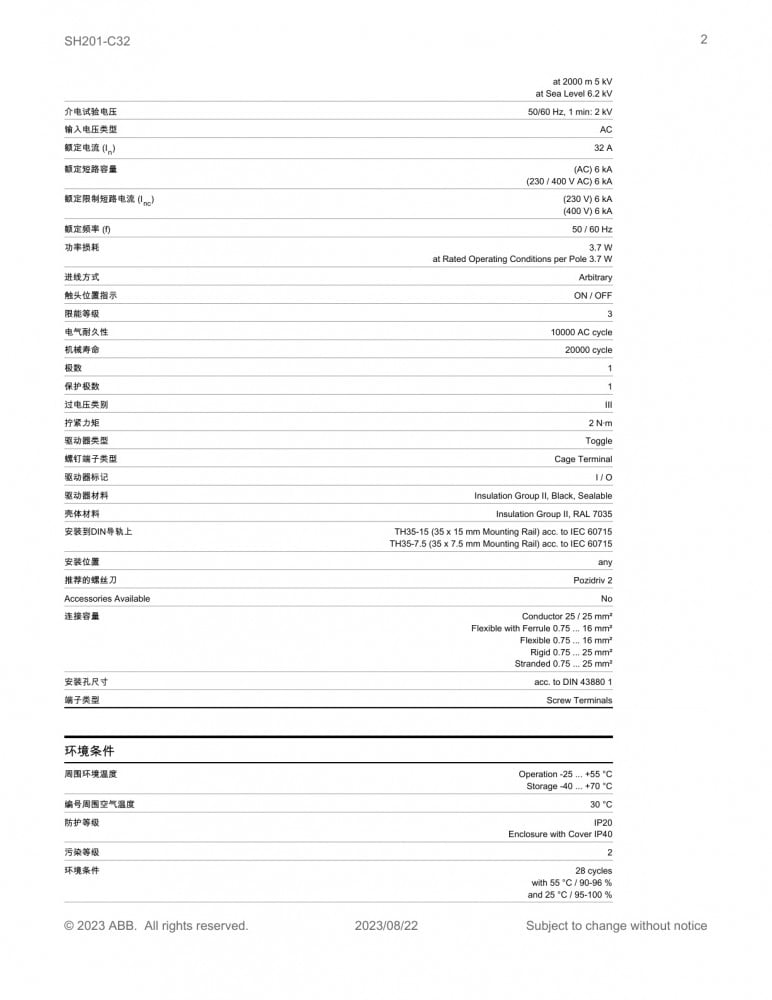 SH201-C32 technical document page 2