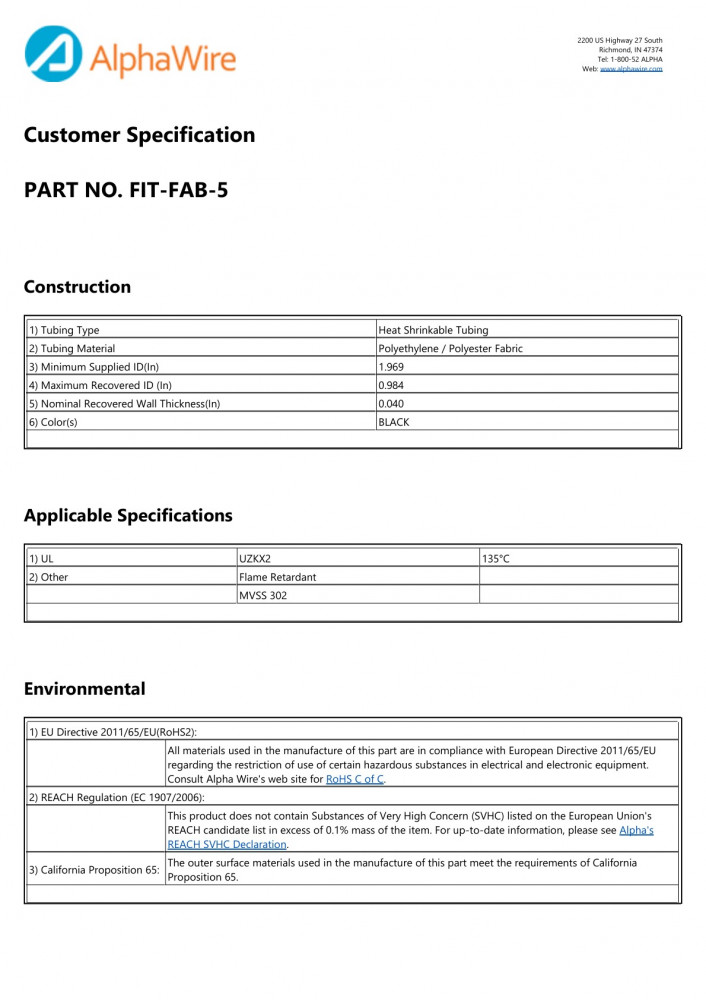 FITFAB-5 BK005 technical specification page 1