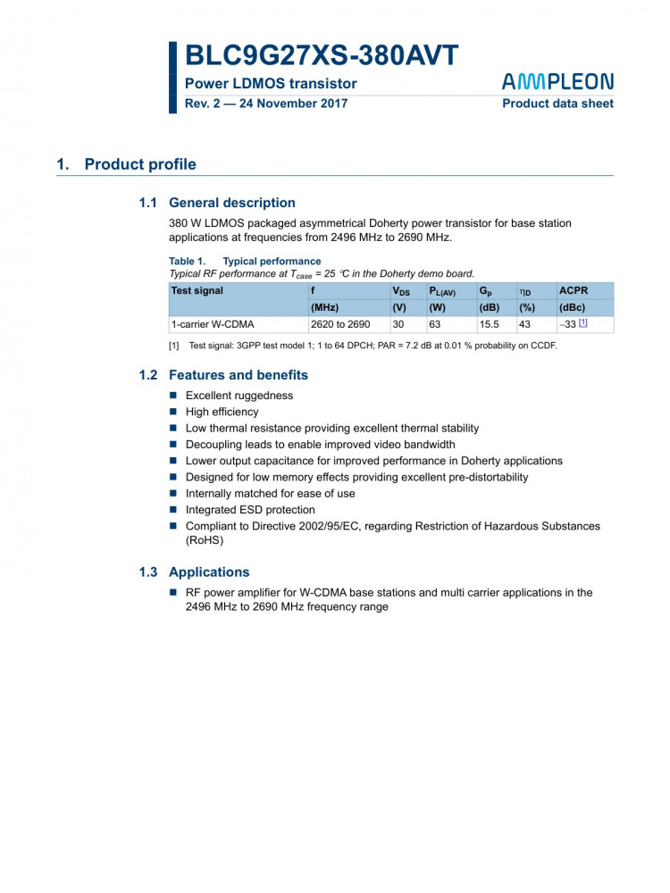 BLC9G27XS-380AVTZ datasheet page 1
