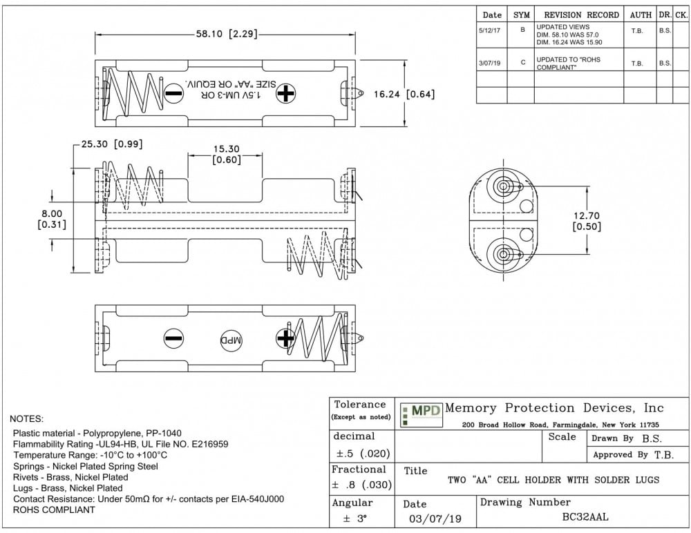 MPD BC32AAL technical drawing