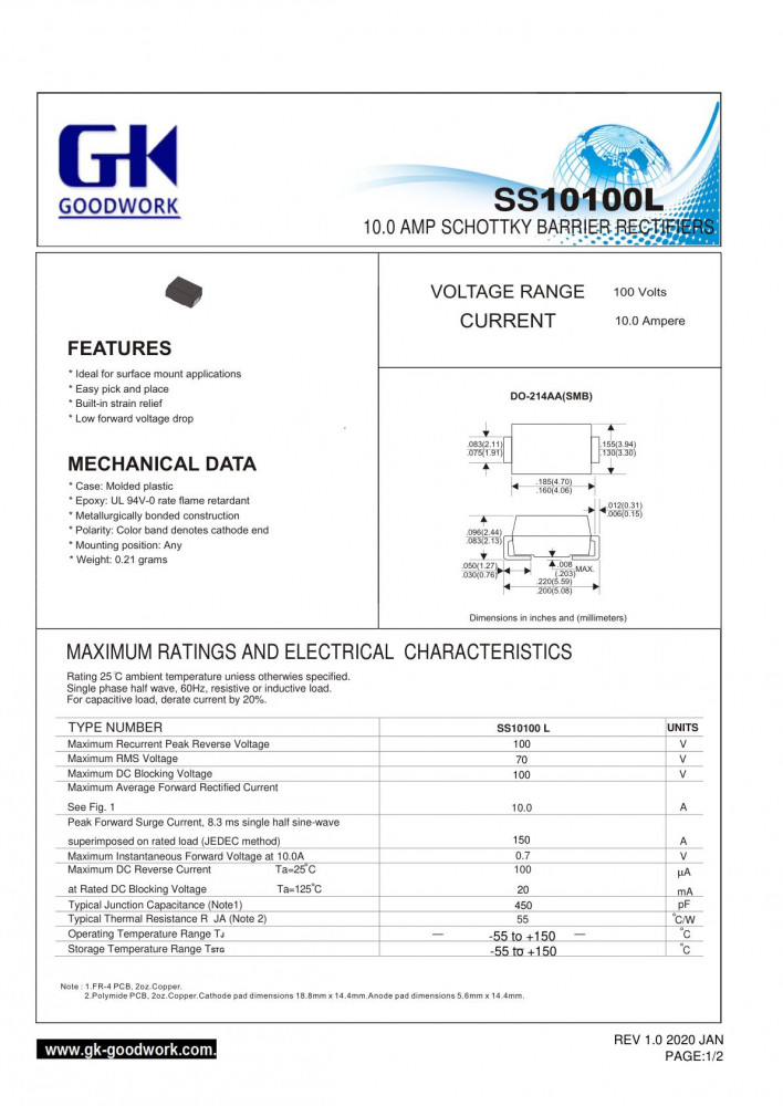 GOODWORK SS10100L datasheet page 1