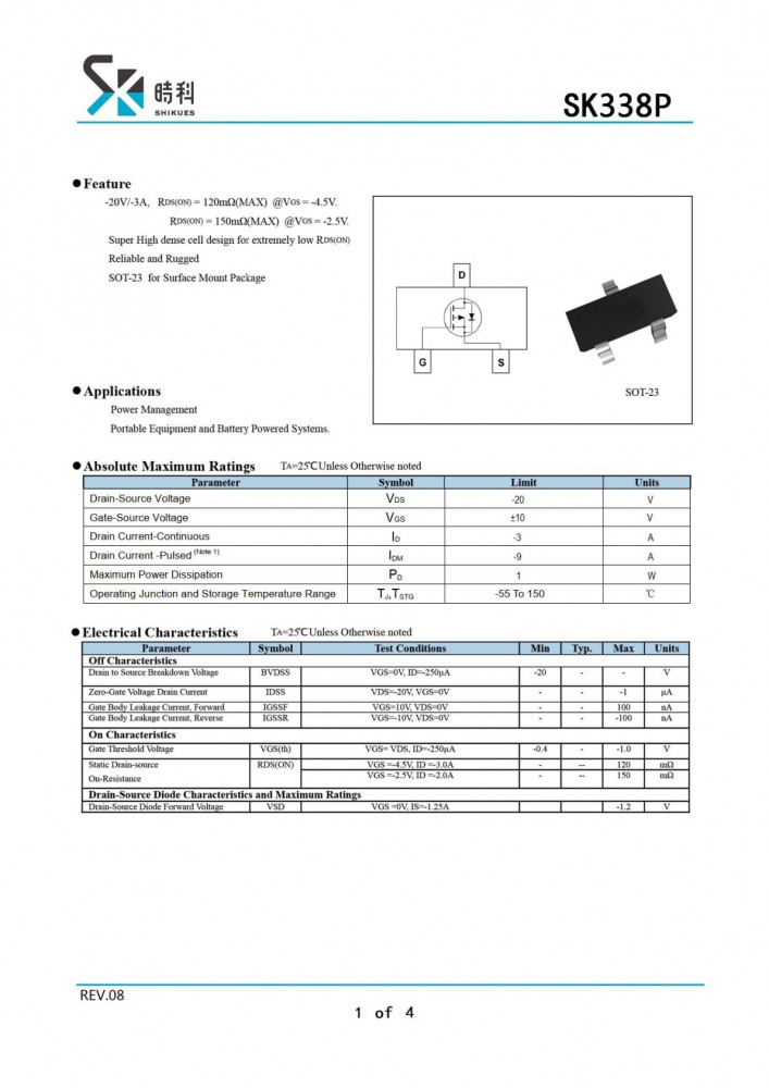 SK338P datasheet page 1