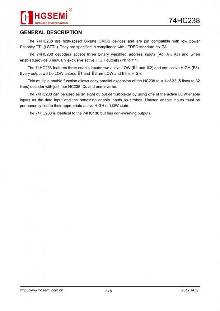 74HC238M/TR datasheet page 2