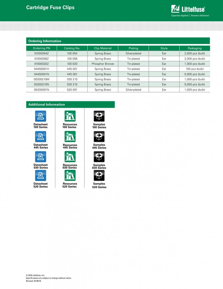 Littelfuse 100 series fuse clip technical document page 2