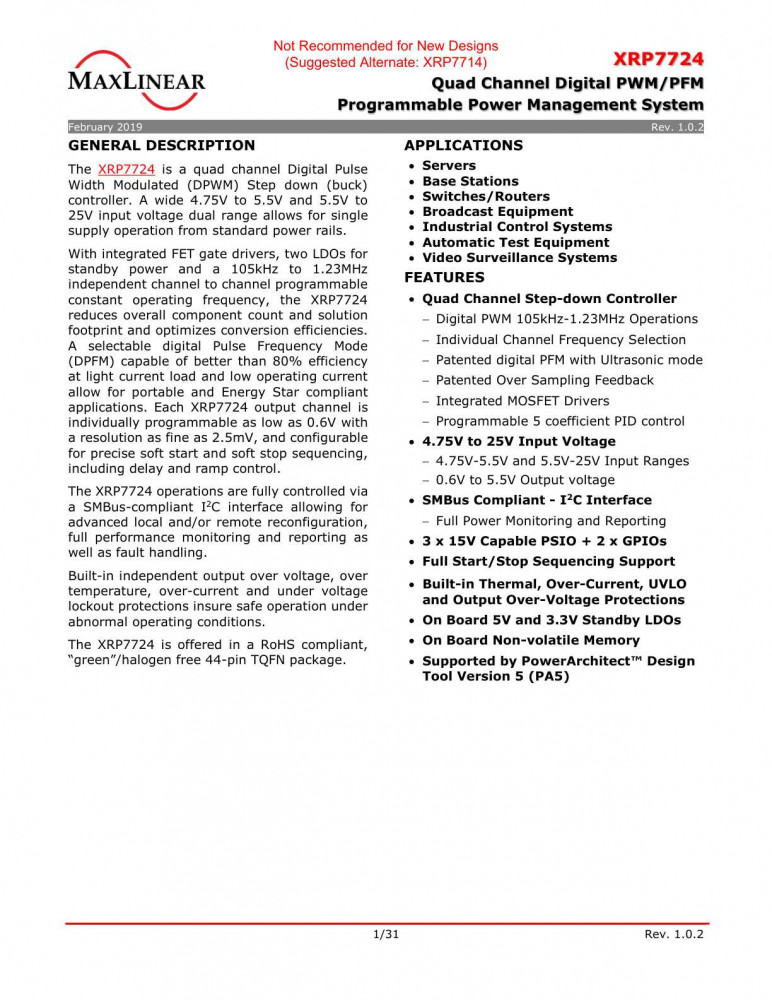 XRP7724 datasheet page 1