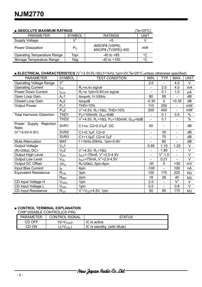 NJM2770 technical document page 2
