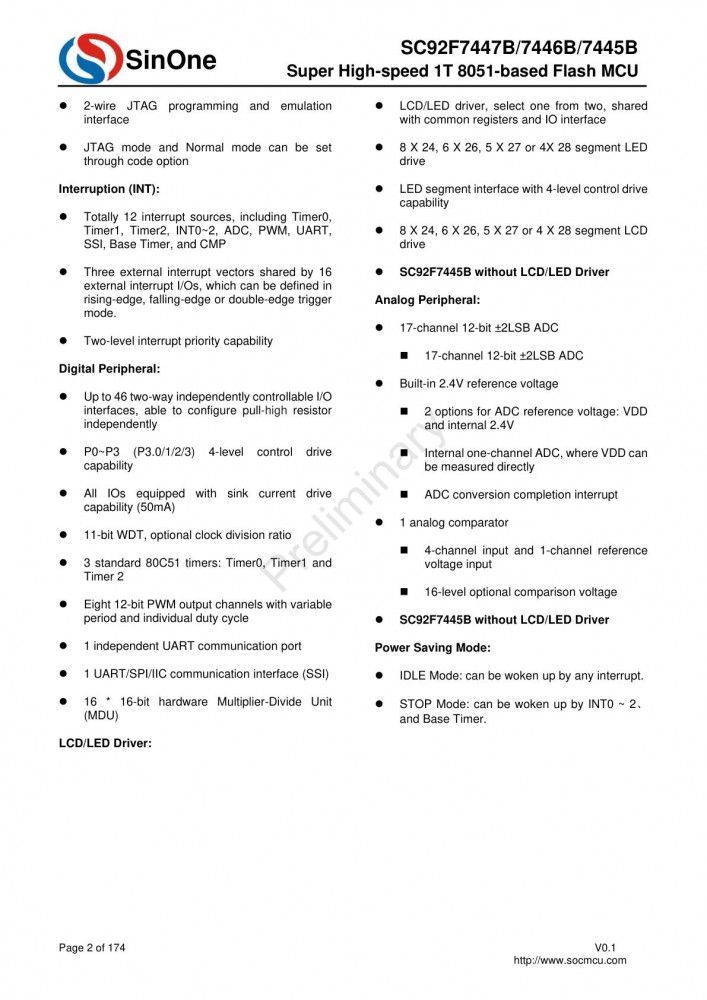 SC92F7446B technical document page 2