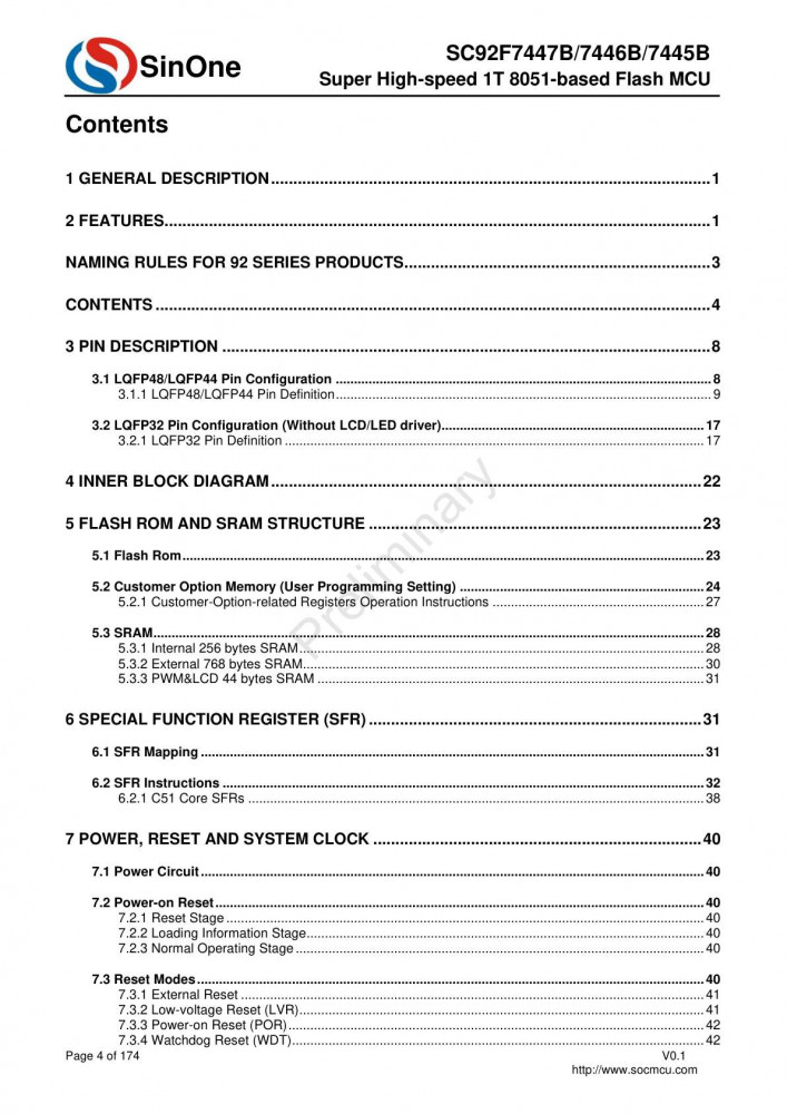 SC92F7446B technical document page 4