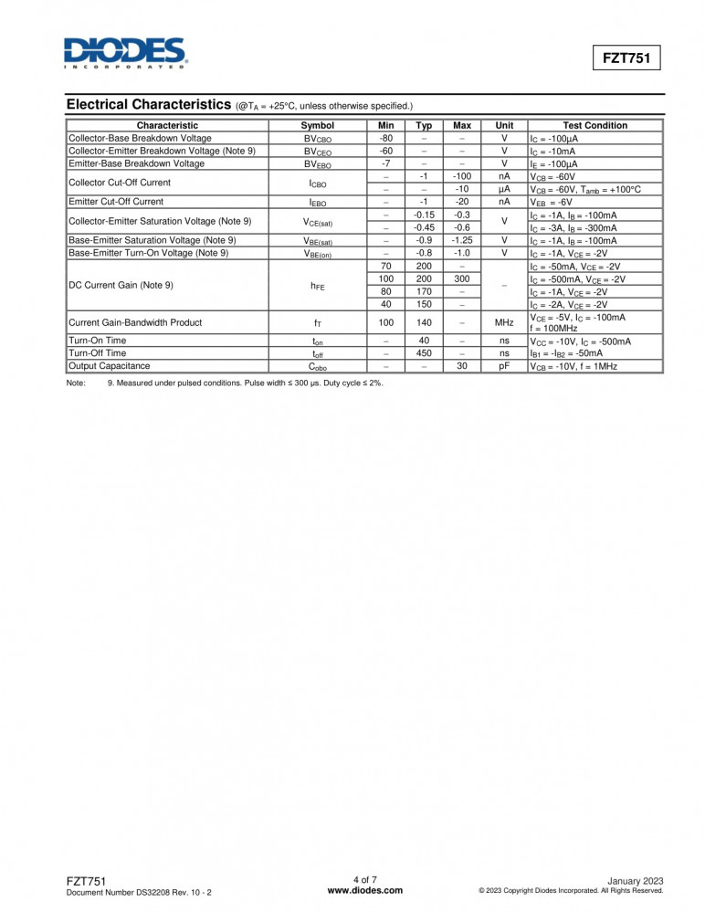 FZT751TA datasheet page 4