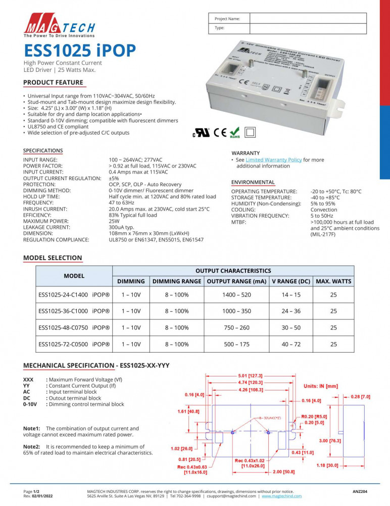 MAGTECH ESS1025-iPOP® datasheet page 1