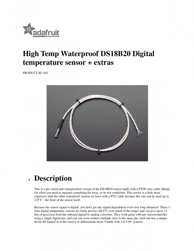 Product 642 technical document page 1