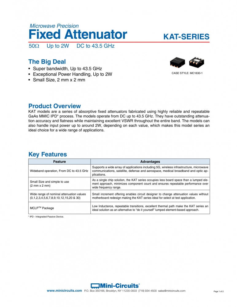 KAT-6+ datasheet page 1