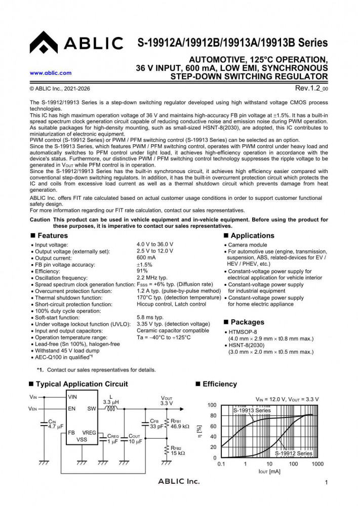 S-19912A/B datasheet page 1