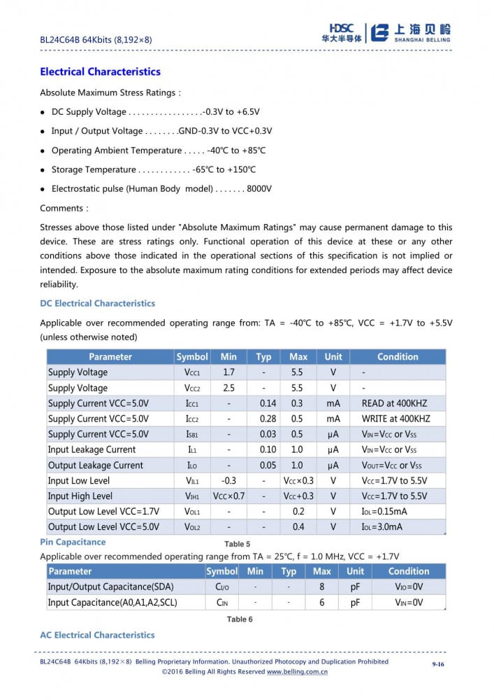 BL24C64B-PARC datasheet page 9