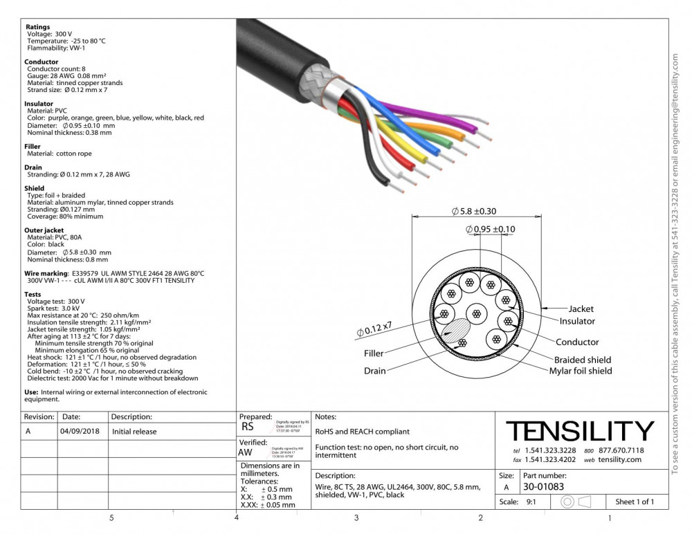 Tensility 30-01083 product drawing