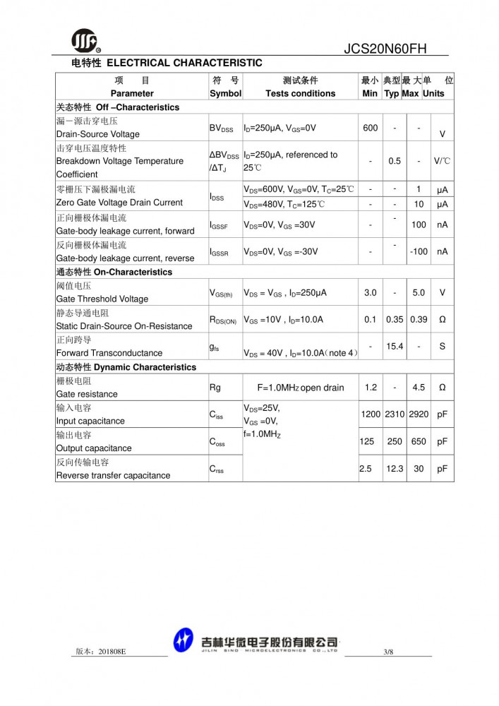 JCS20N60FH datasheet page 3