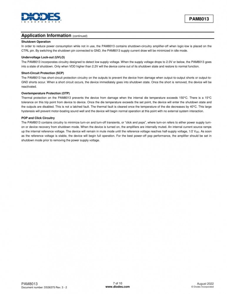 PAM8013 datasheet page 7