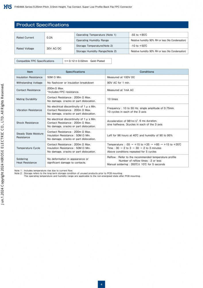 HRS FH64MA series datasheet page 4