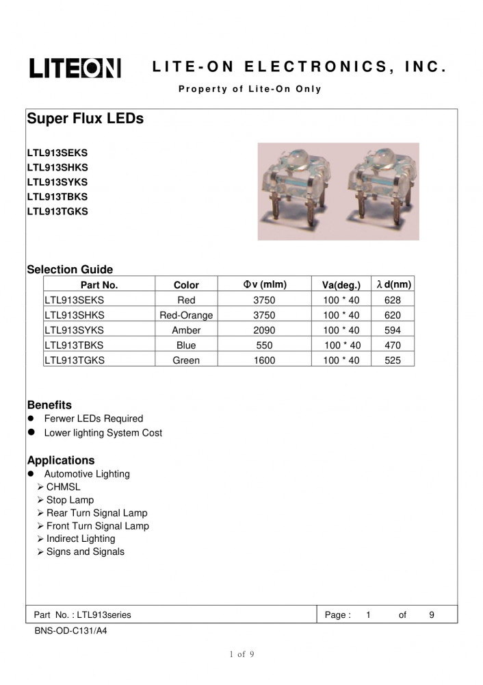 LTL913 series datasheet page 1