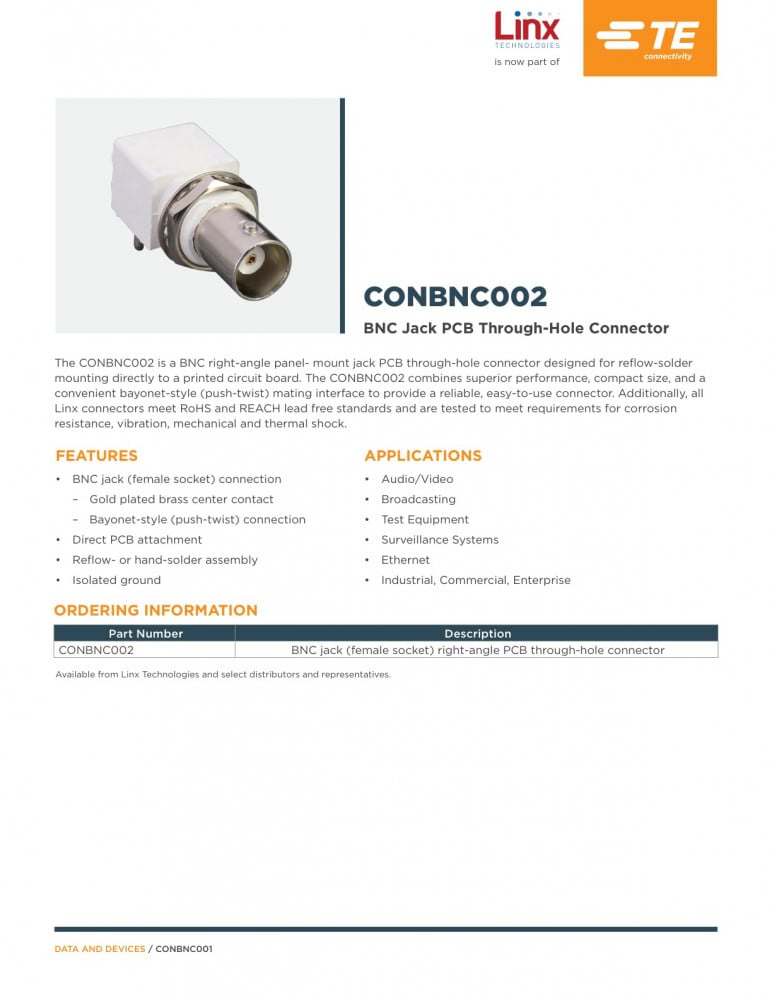 CONBNC002 technical document page 1