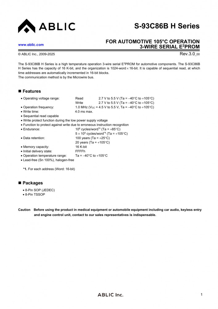 S-93C86B technical document page 1