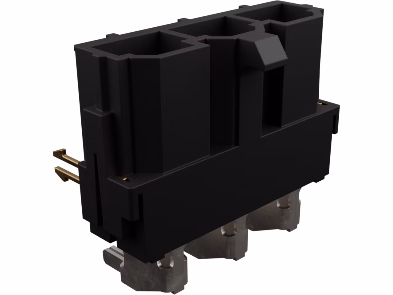 Mini-Fit Sr. Right-Angle Header, 10.00mm Pitch, Single Row, 3 Circuits, 3.50mm Tail Length, for 1.57mm PCB, Tin (Sn) Plating, with Clip, USE NYE LUBE ON MATING SURFACES for sale