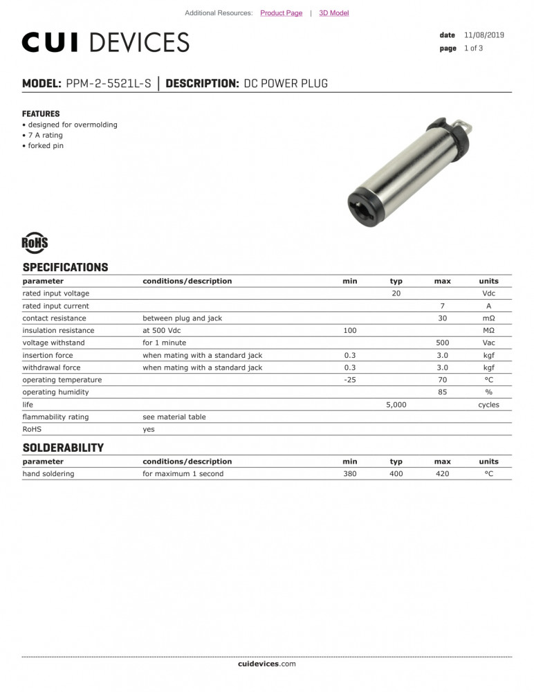PPM-2-5521L-S technical document page 1
