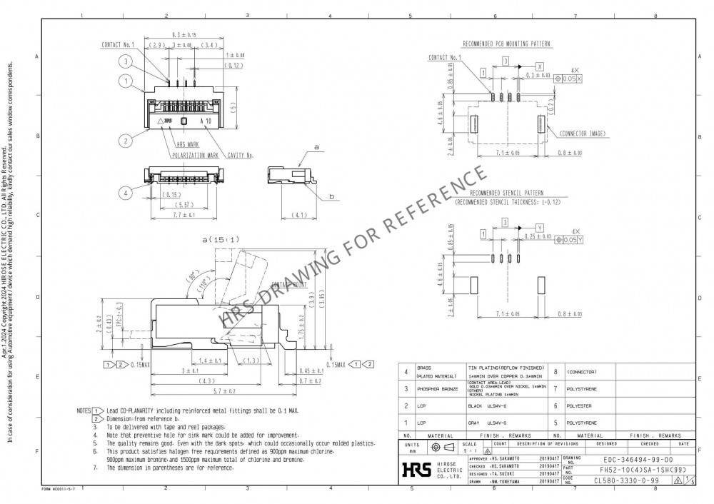 HRS FH52-10(4)SA-1SH(99) drawing page 1