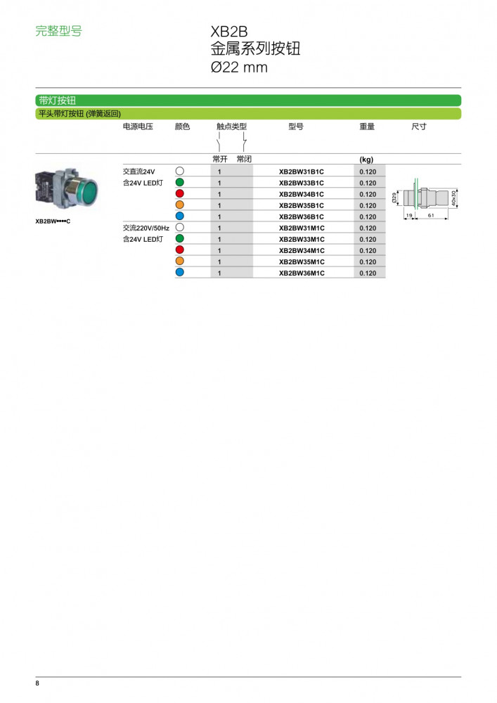 Schneider XB2B documentation page 10