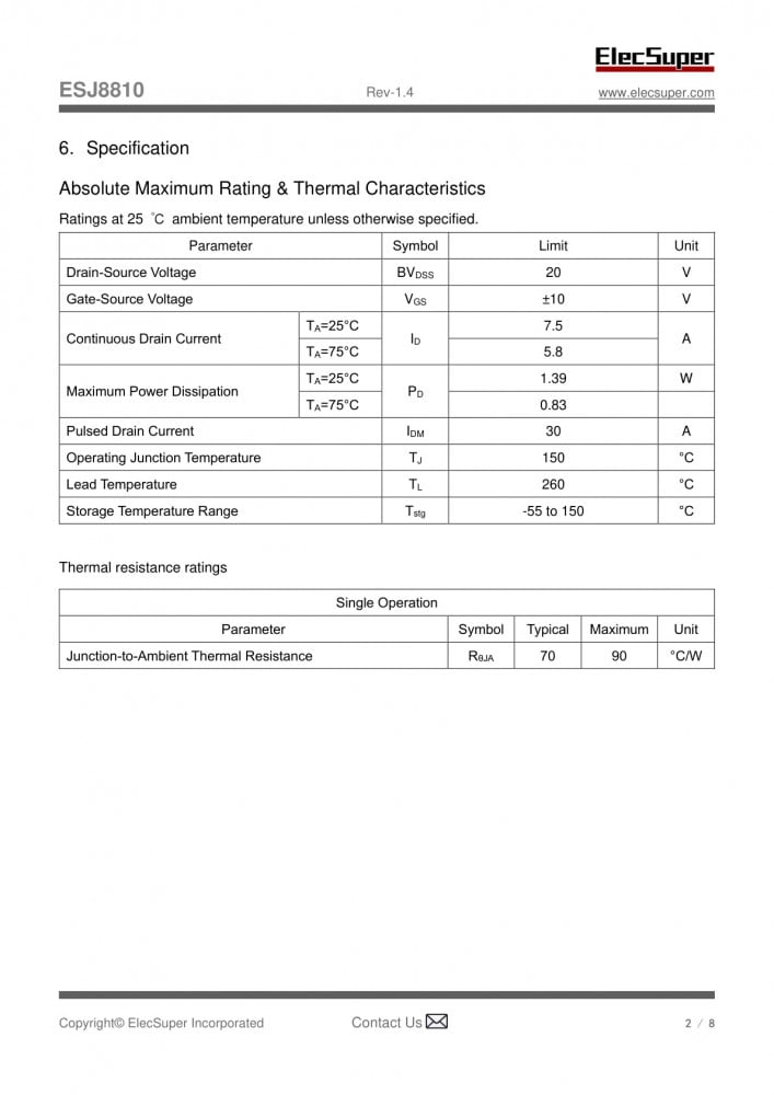 ESJ8810 datasheet page 2