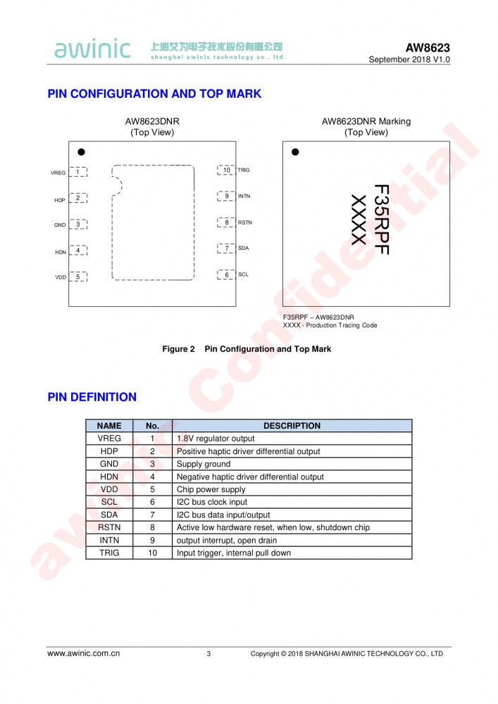 AW8623DNR datasheet page 3