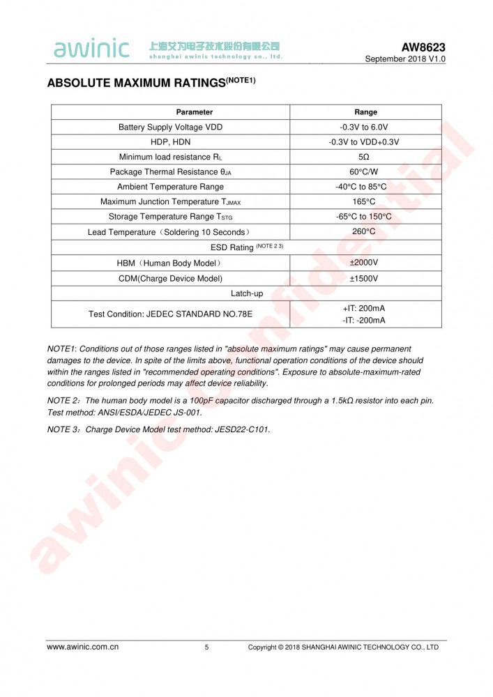 AW8623DNR datasheet page 5