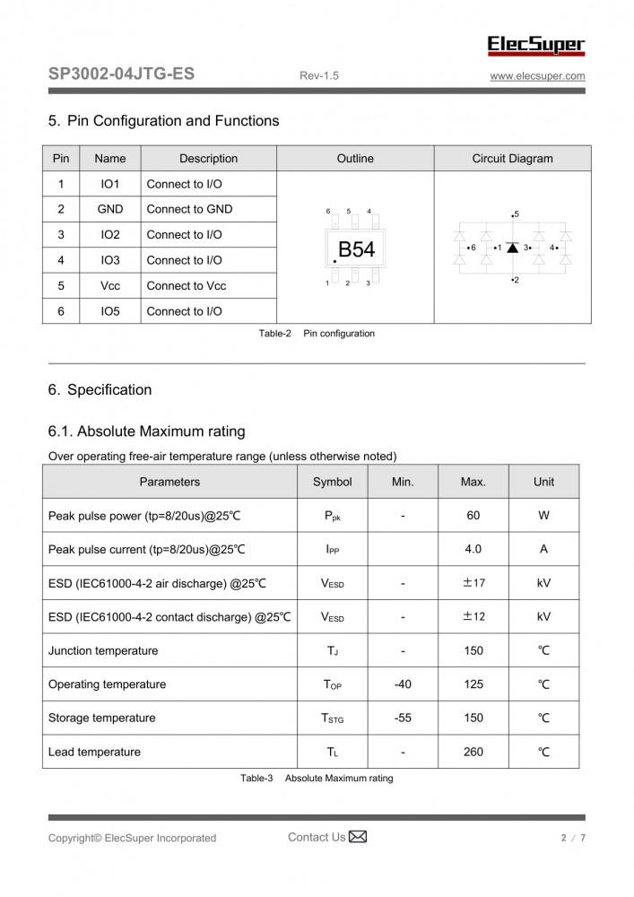 SP3002-04JTG-ES datasheet page 2