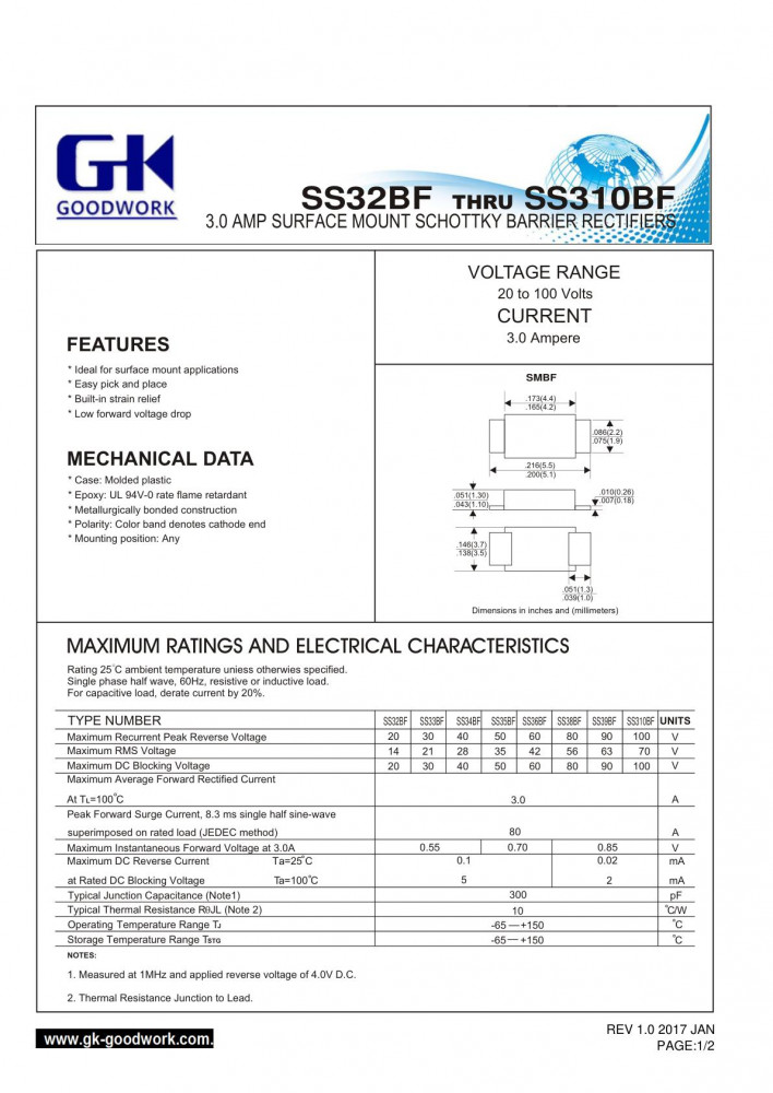 GOODWORK SS310BF datasheet page 1