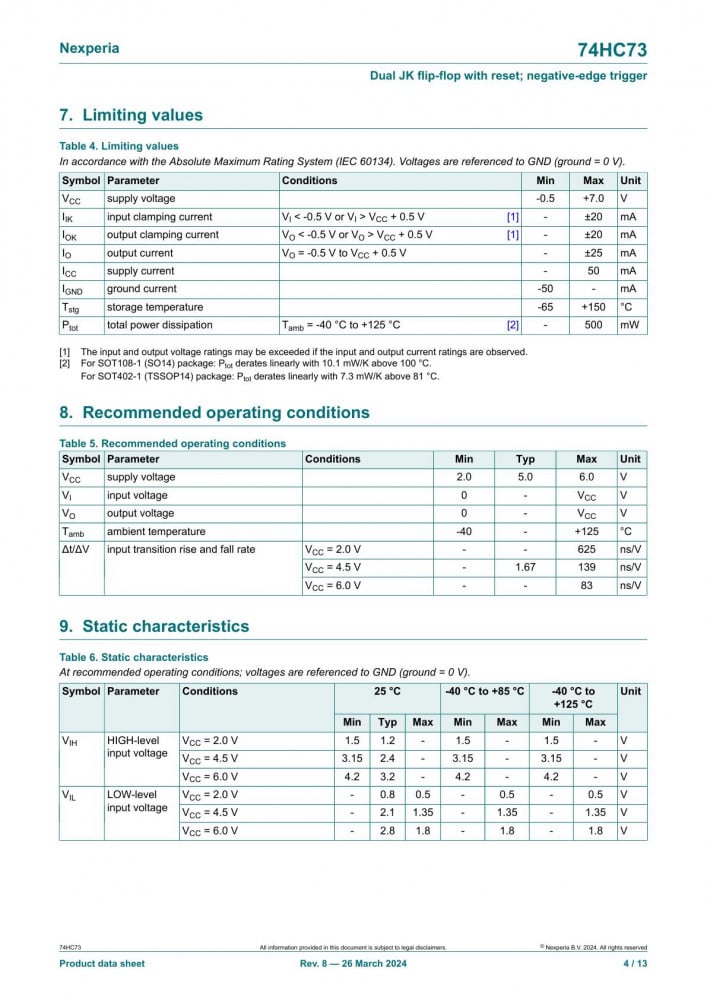 74HC73 datasheet page 4