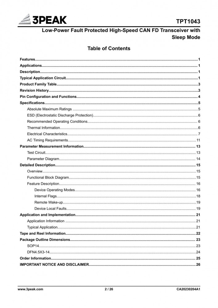 TPT1043 datasheet page 2