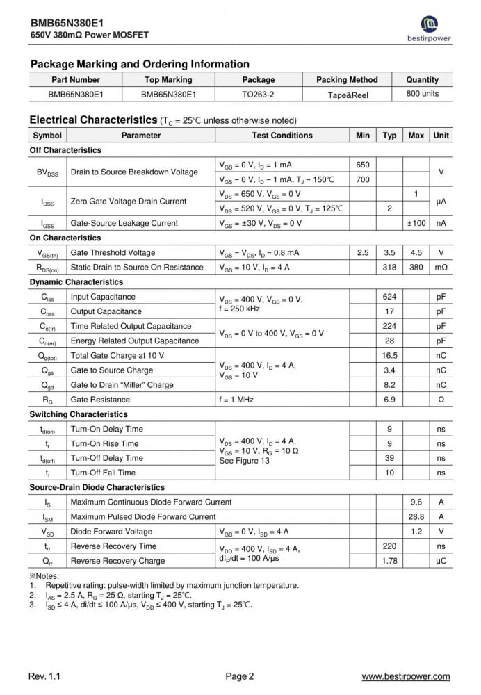 BMB65N380E1 datasheet page 2