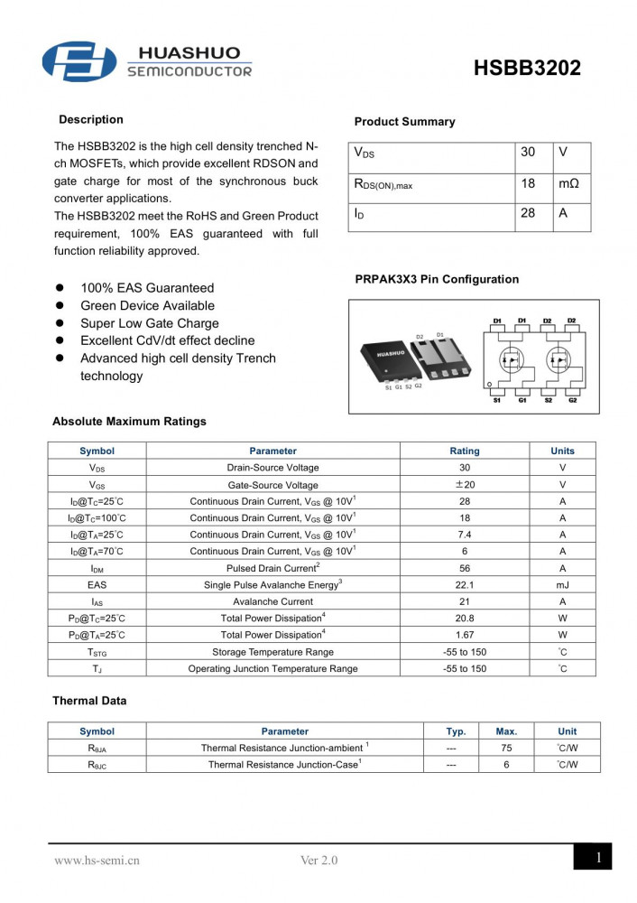 HSBB3202 datasheet page 1