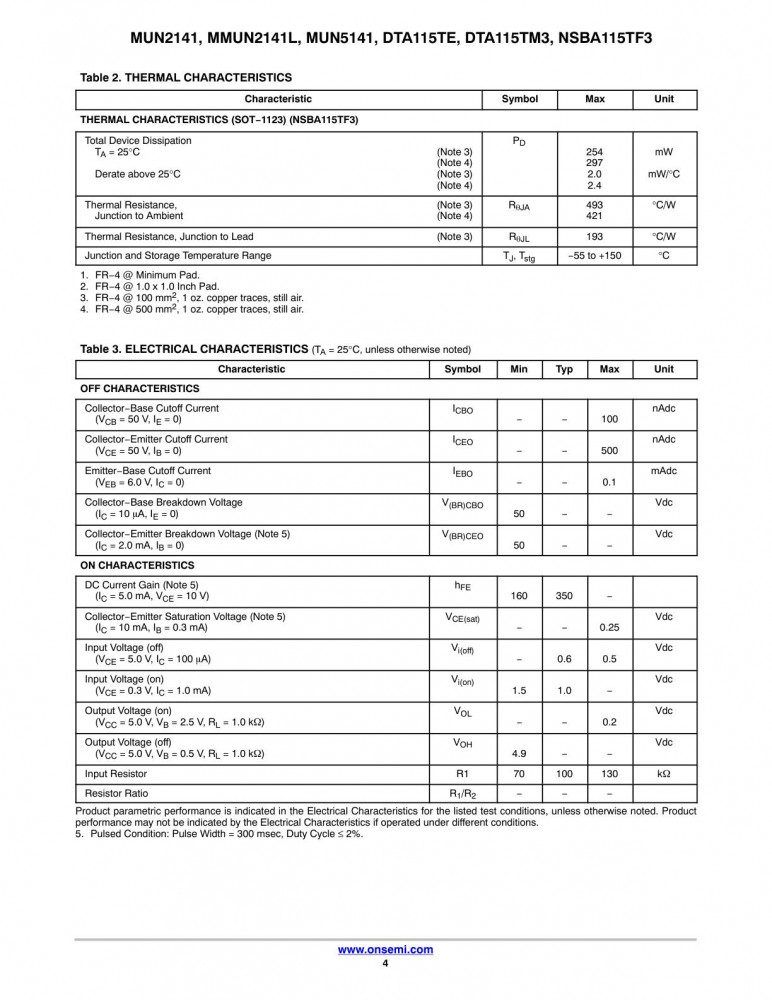 DTA115TET1G datasheet page 4