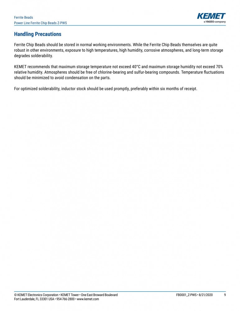KEMET Z0805C210BPWST datasheet page 9