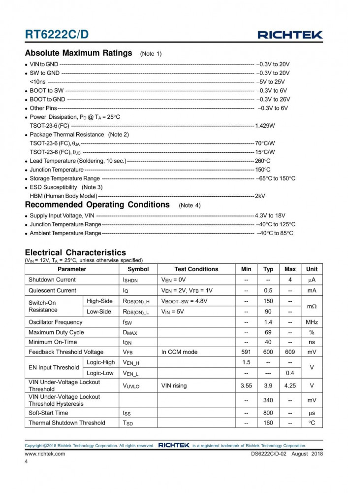 RT6222DHGJ6F datasheet page 4