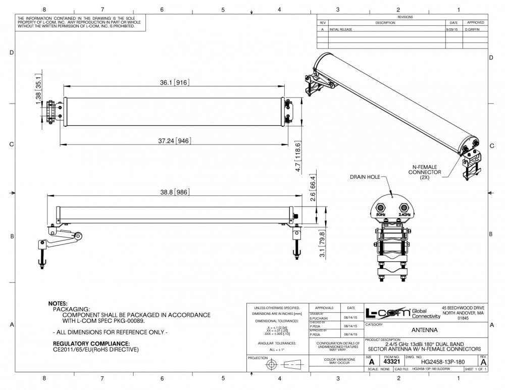 L-com HG2458-13P-180 technical document page