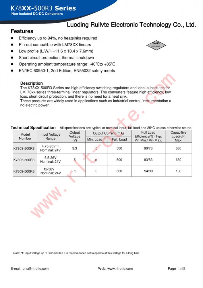 RLT K7812-500R3 datasheet page 1